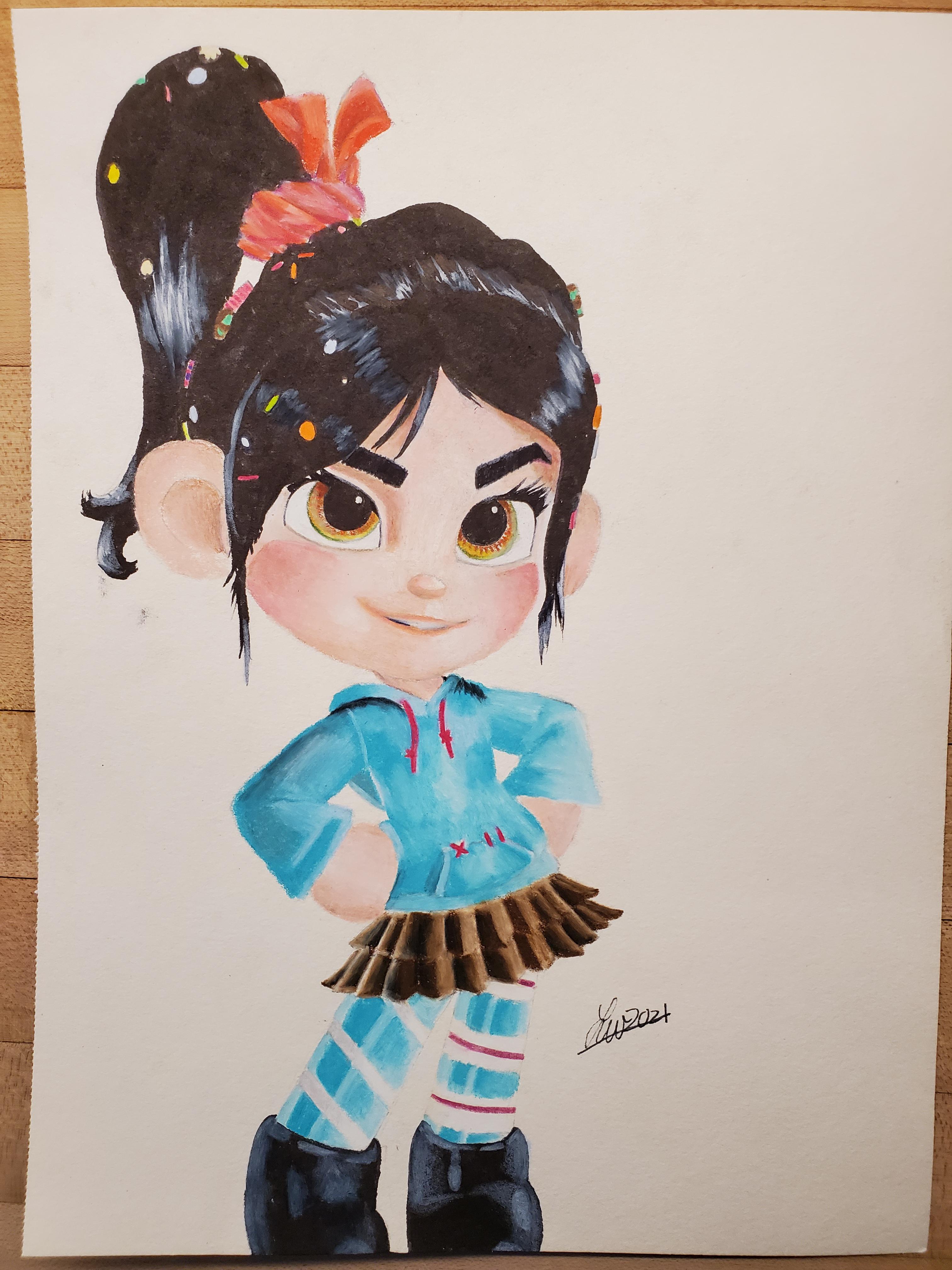 My drawing of Princess Vanellope von Schweetz from Wreck it Ralph | Scrolller