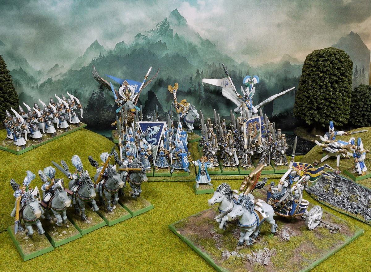 My first army, high elves, some from the fourth edition WHFB starter set. Painted about 20 to 25 ...