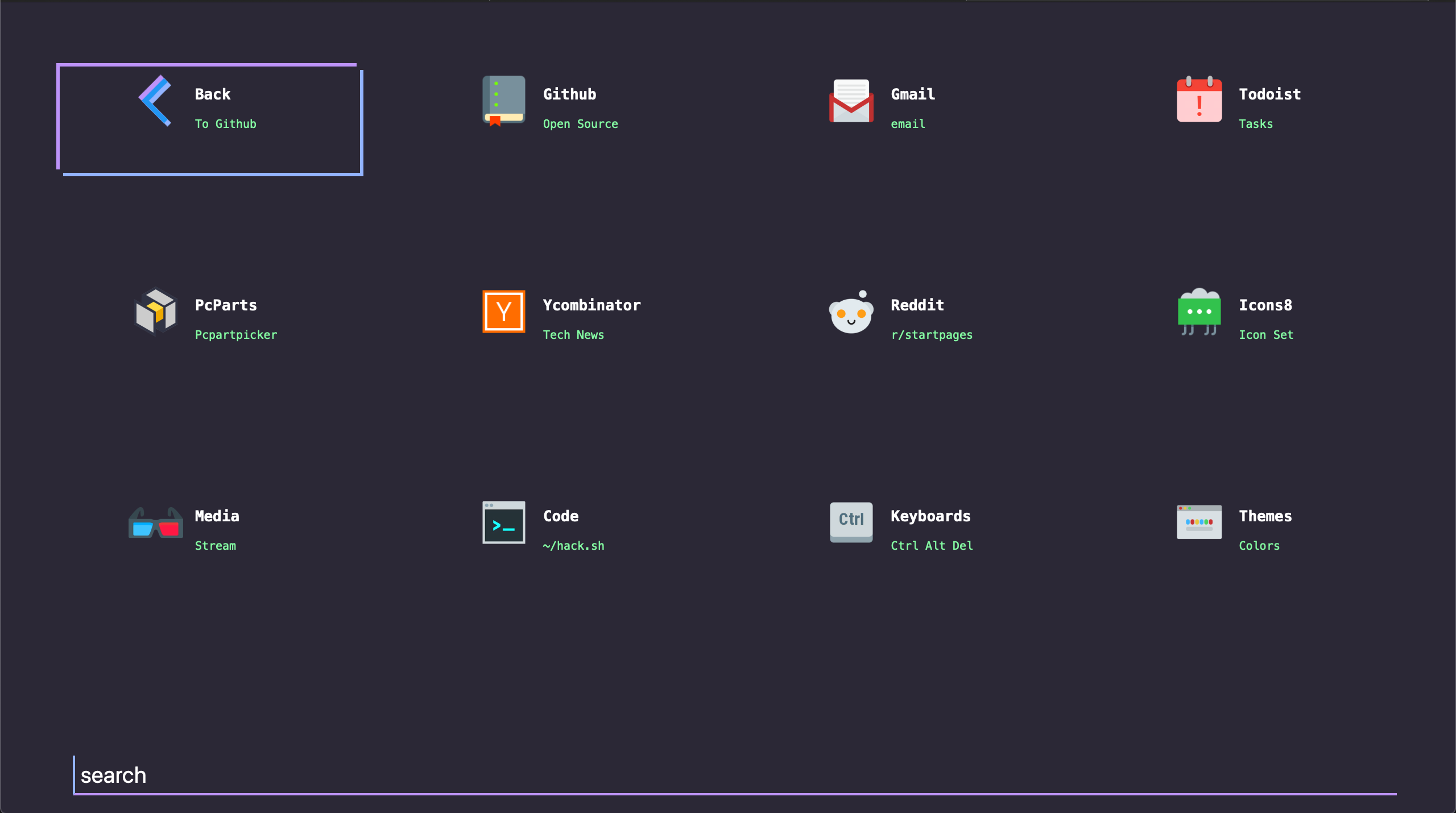 My first attempt at a simple keyboard based startpage | Scrolller