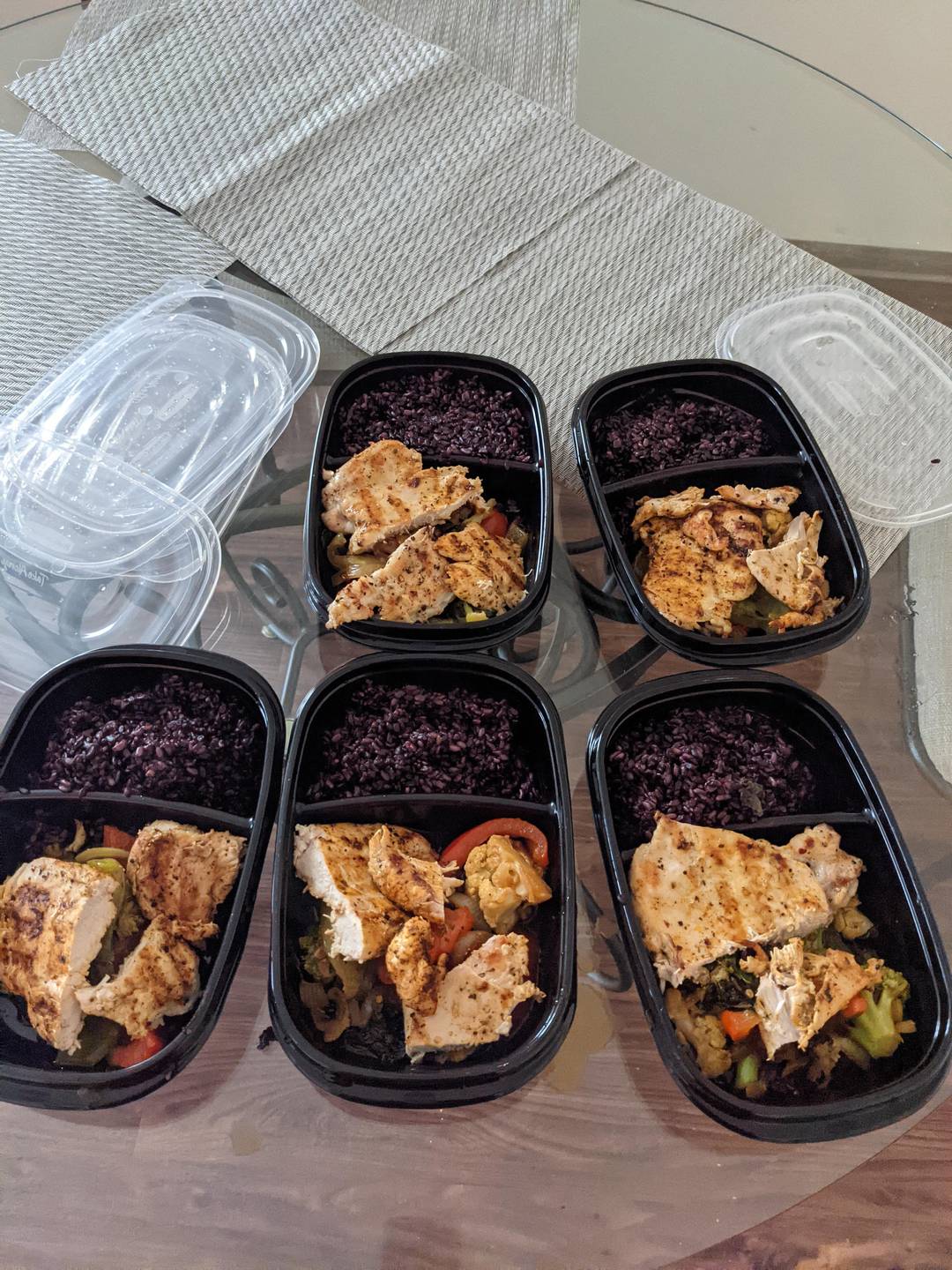 My first meal prep : black and brown rice, stir fry veg and Cajun BBQ Chicken breast😃 | Scrolller