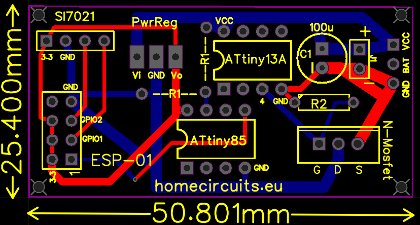 My first PCB desing - ESP-01 super low power temp and humidity | Scrolller