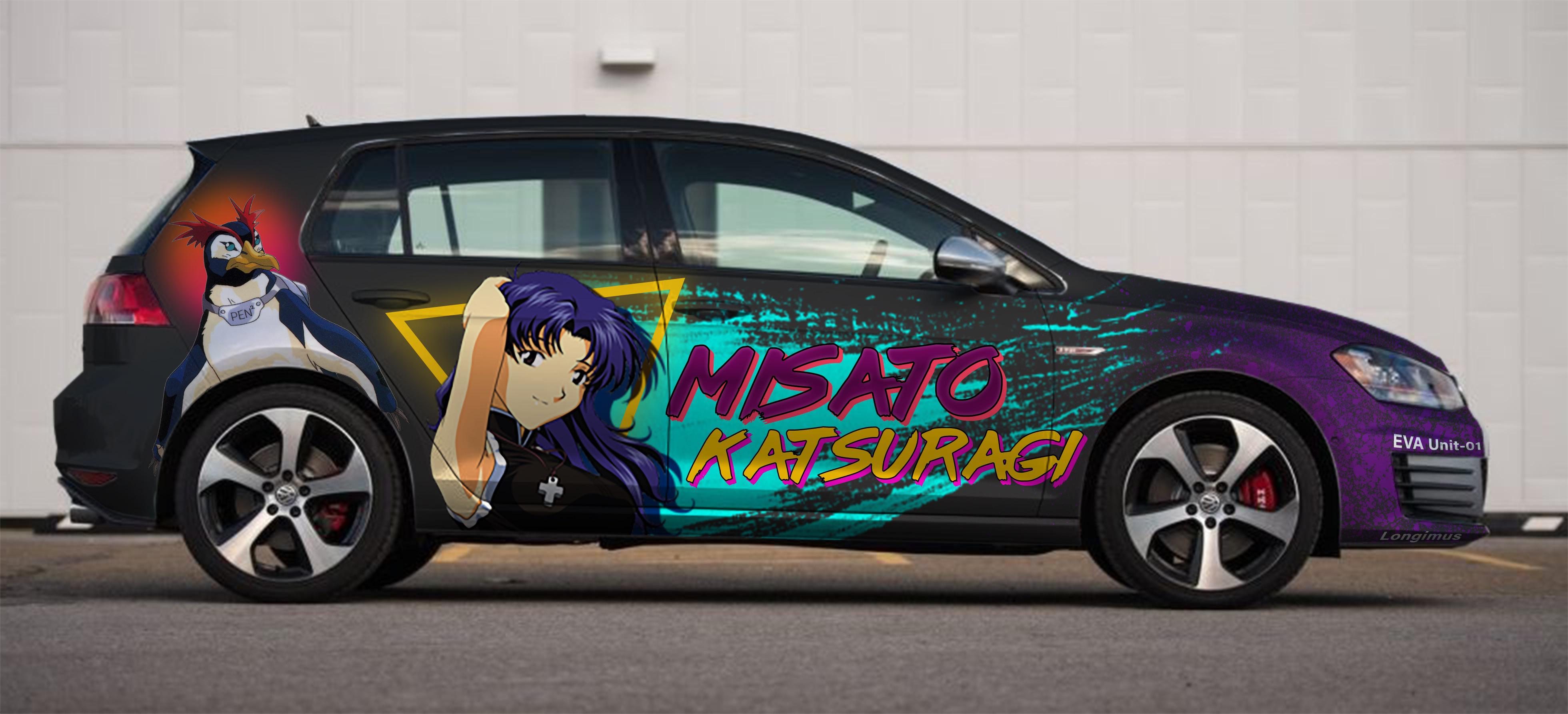 My first try at an itasha mockup! 「Misato Katsuragi」[VW GTI] | Scrolller