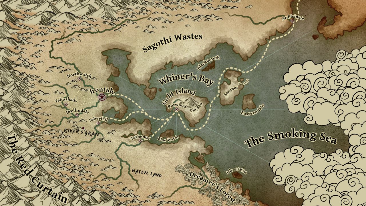 My first wonderdraft map! Desert/Steppe coastal region | Scrolller