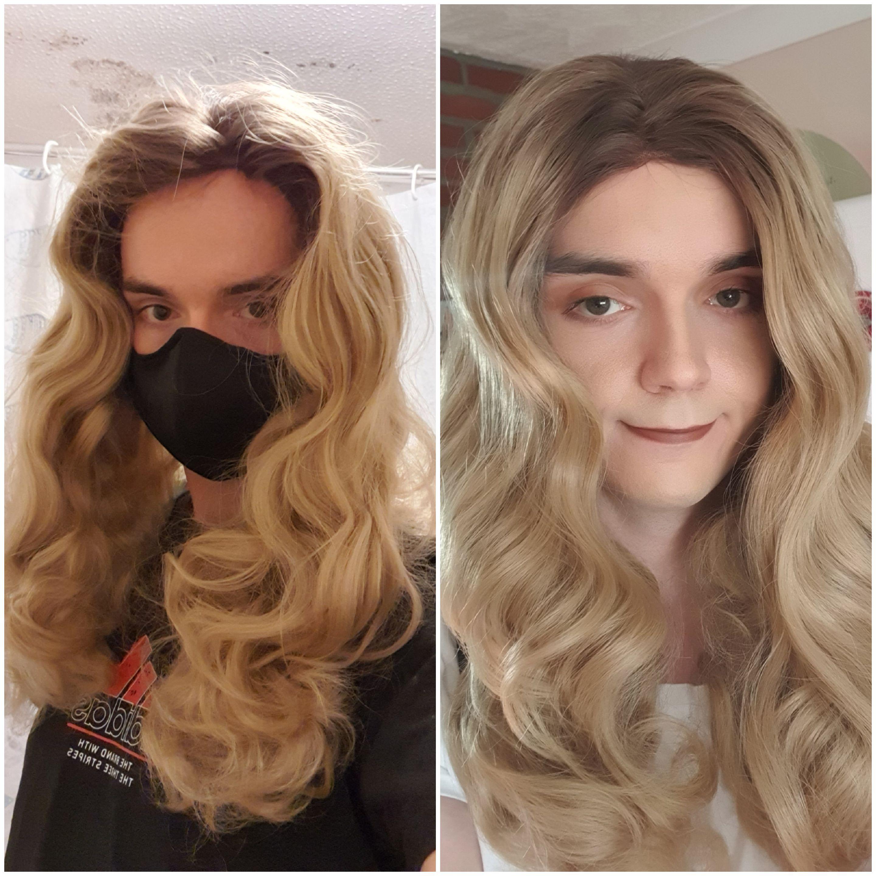My first year of crossdressing, a journey represented in two selfies. I still need have a long ...