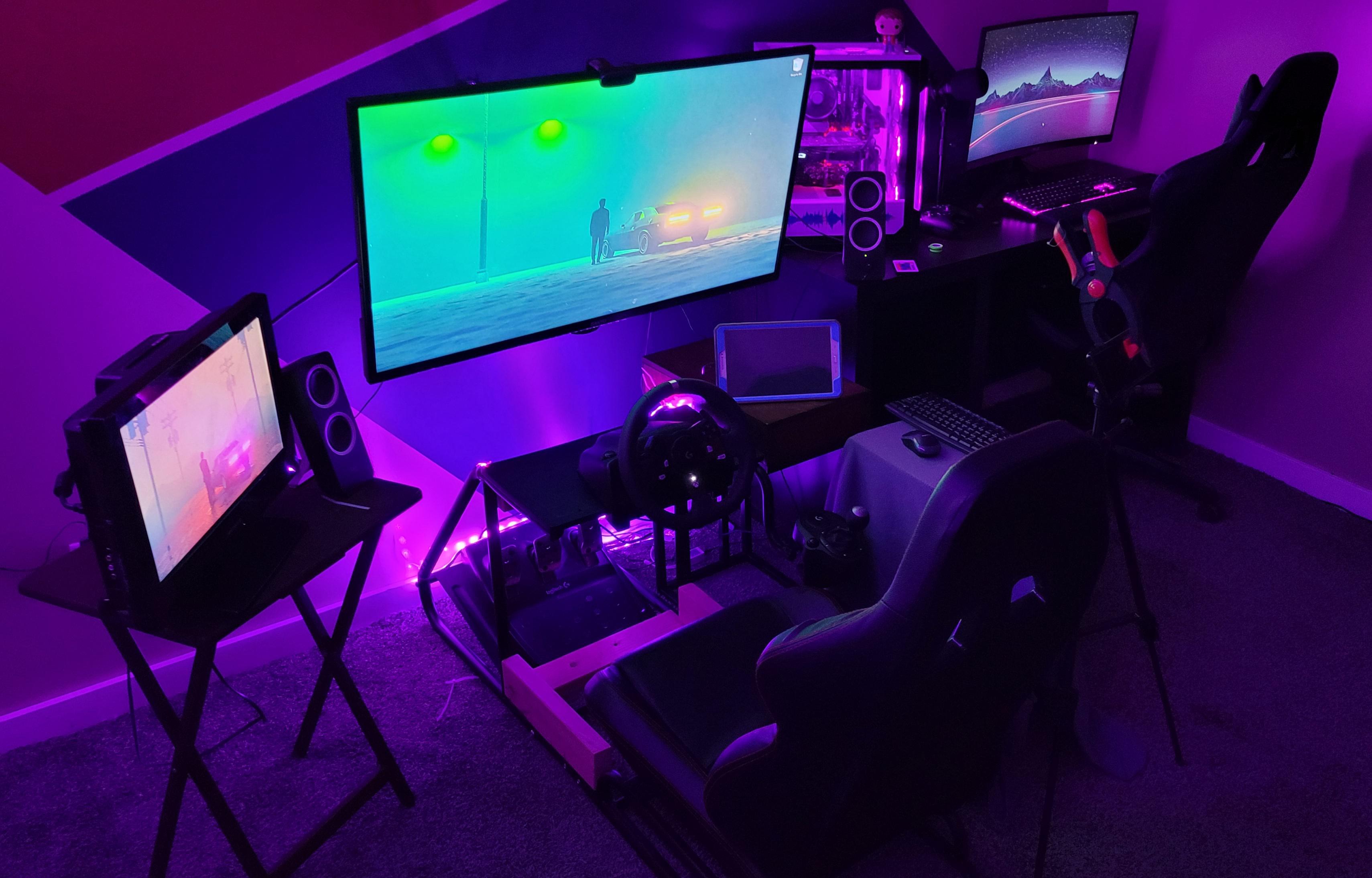 My gaming/simulator/streaming setup, after 25 different arrangements this is hopefully my final ...