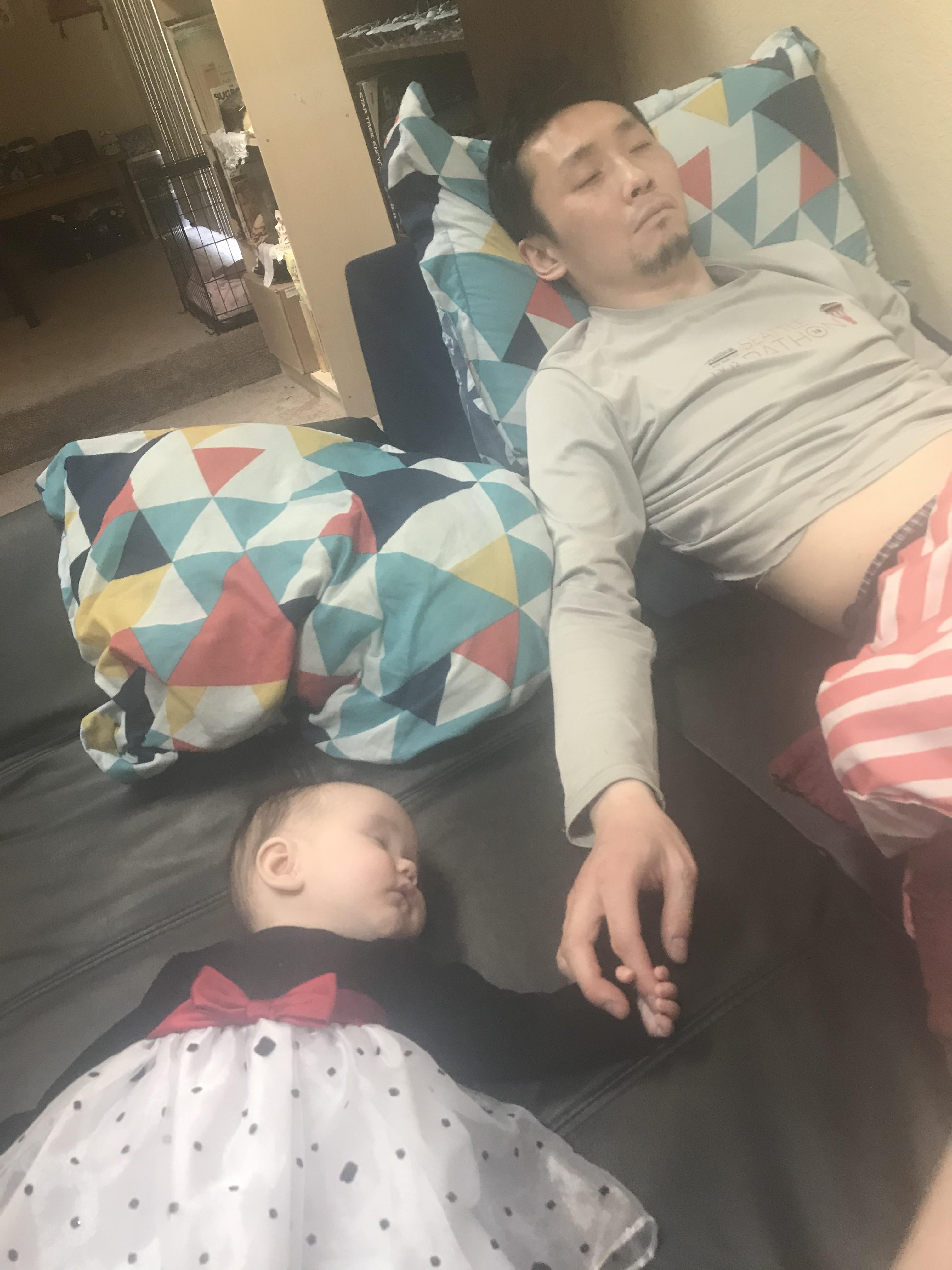 My husband and daughter fell asleep, bet you can’t tell who her favorite is. | Scrolller