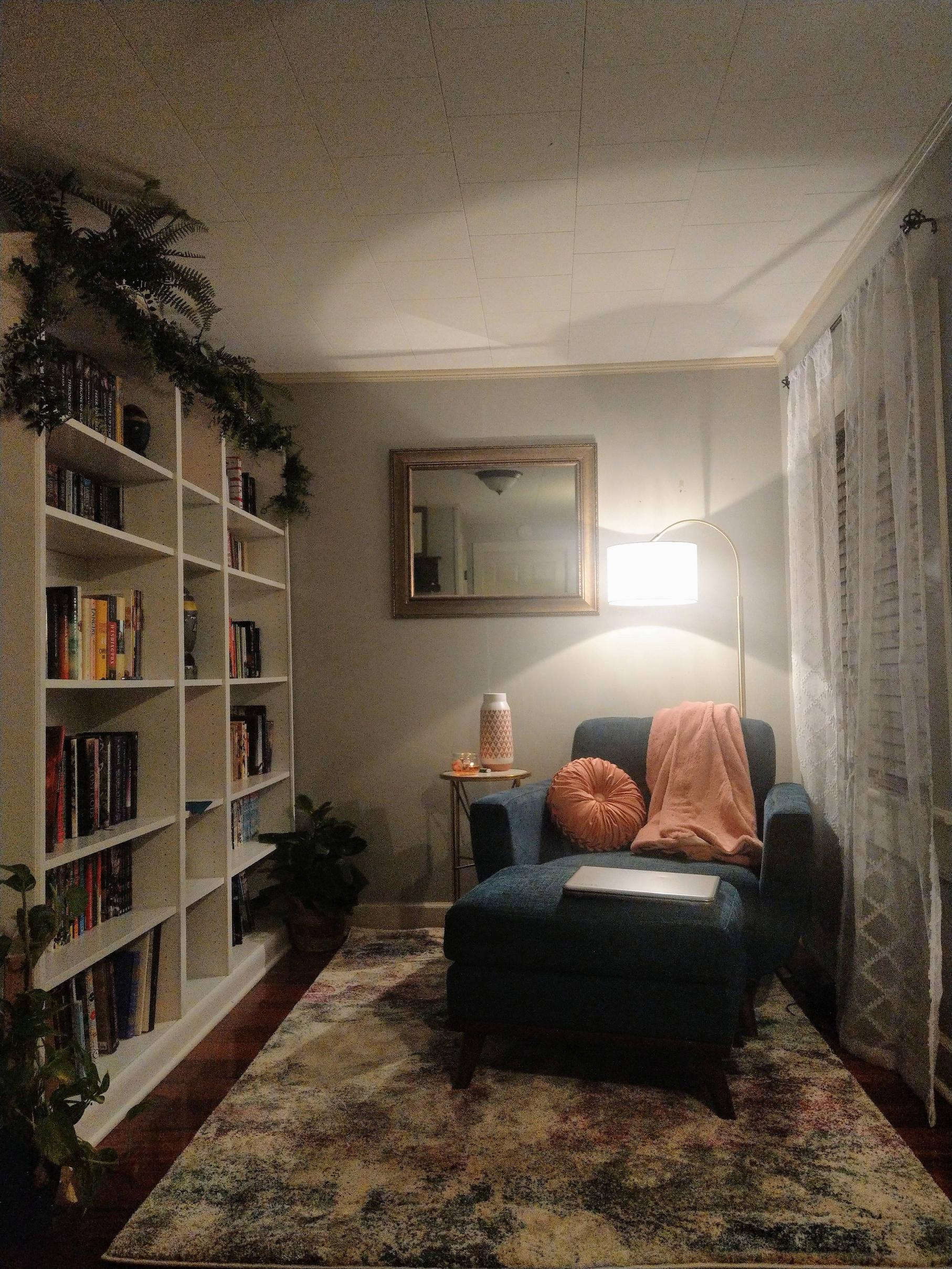 My imperfect and cozy little reading nook. | Scrolller