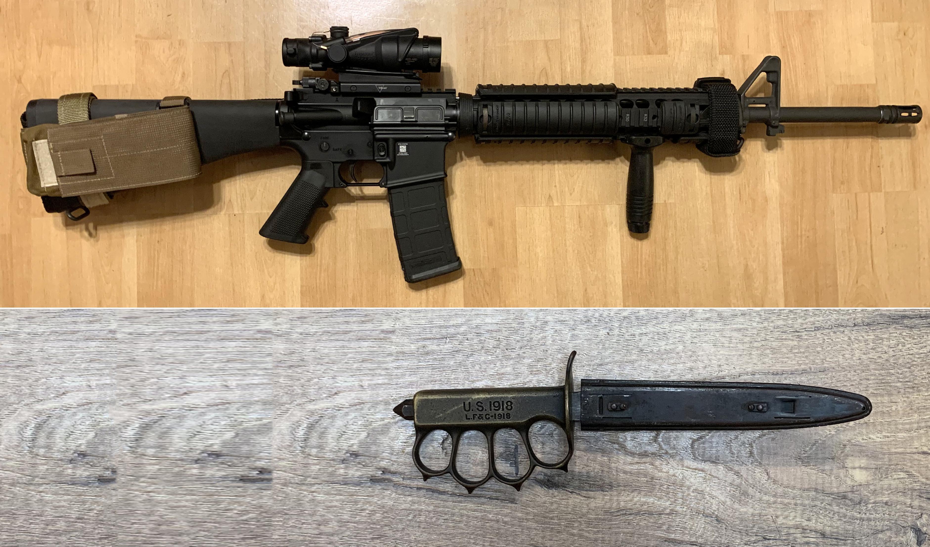 My M16A4 Clone with bonus M1918 brass knuckled trench knife (bought from original owner ...