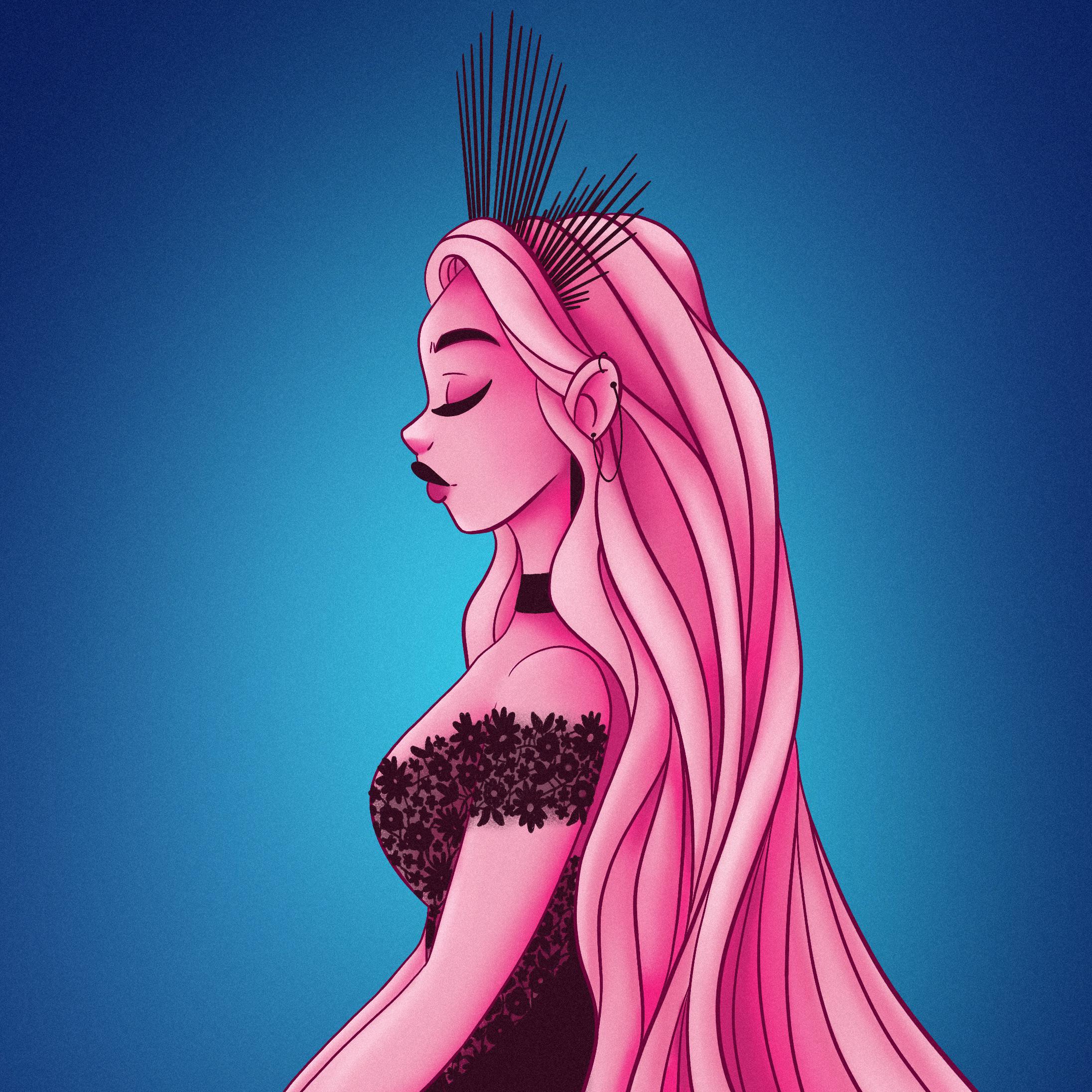 My Queen of the Underworld fan art. I can’t get enough of this perfect, pink goddess. | Scrolller