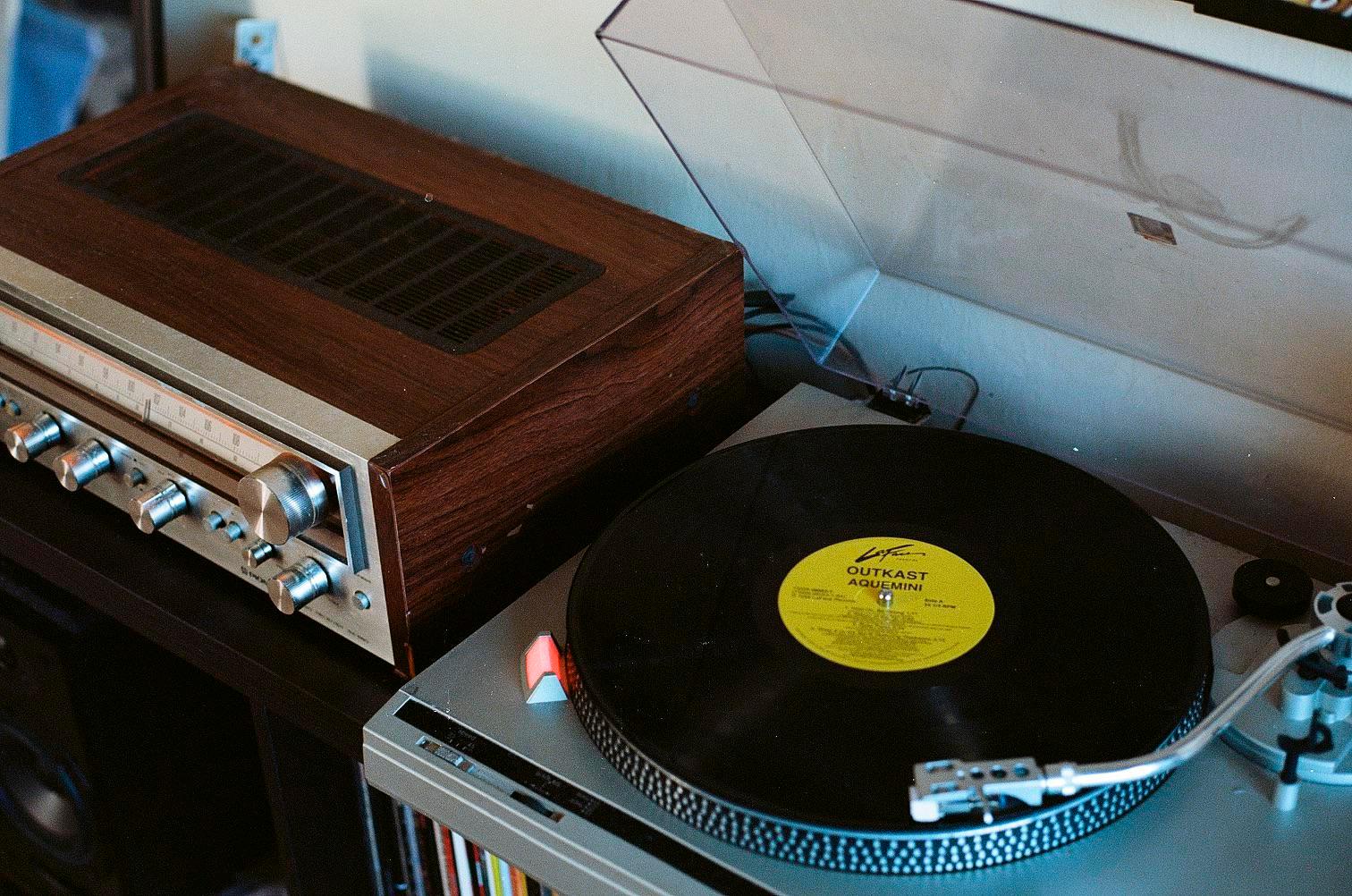 My setup. Technics SL-B2 turntable and Pioneer SX-680. | Scrolller