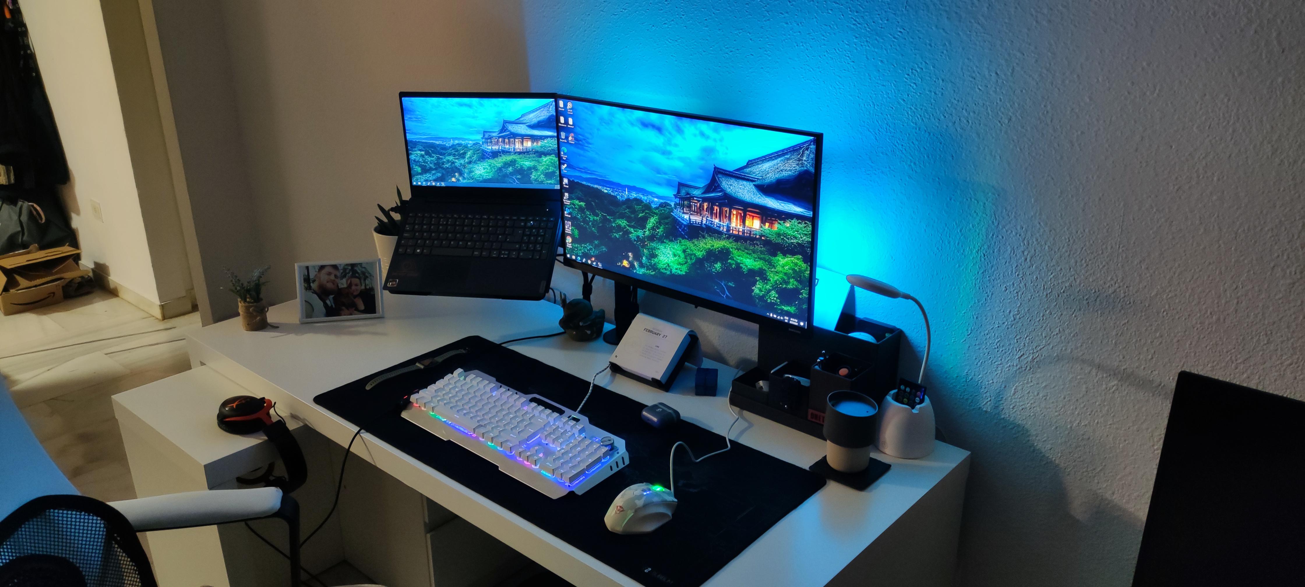 My work from home battlestation with "hotswap" for laptop with a single USB 3.0 cable | Scrolller