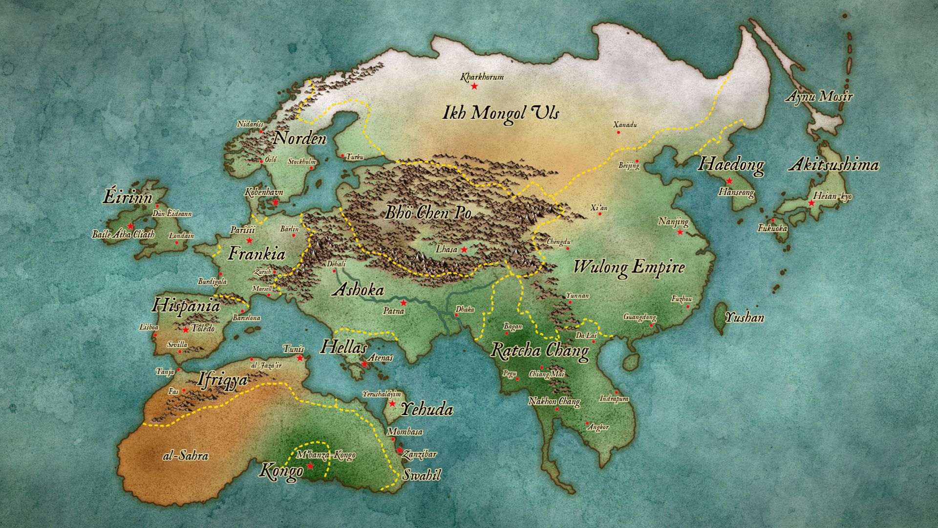 My world map for DnD. Afro-Eurasia but squished. | Scrolller
