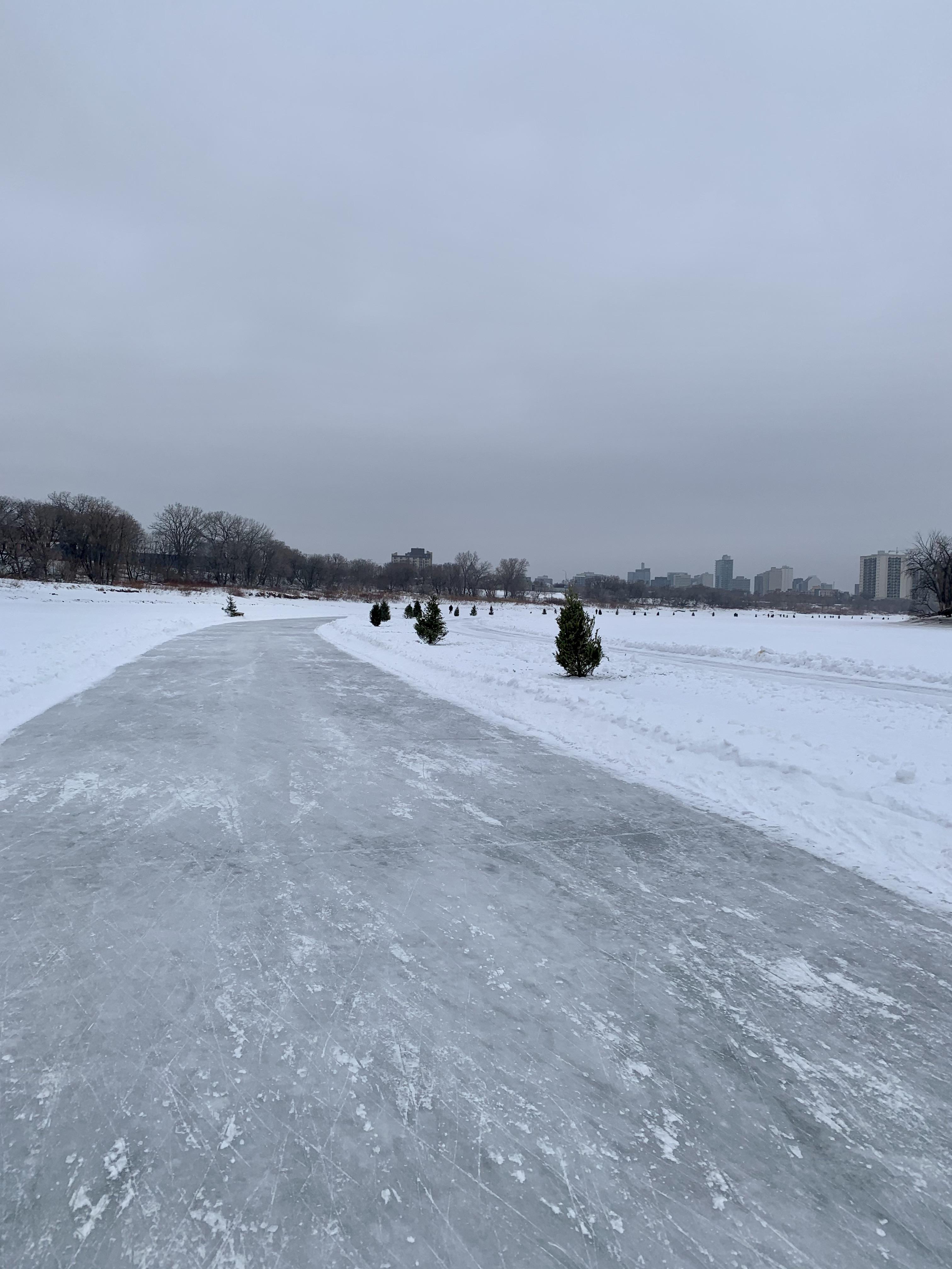 Natural ice skating on the Red River, Winnipeg, Canada [OC] | Scrolller