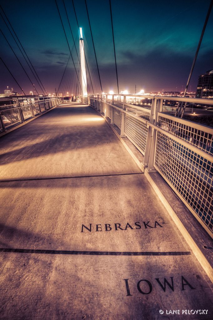 Nebraska/Iowa Border Bob Kerrey pedestrian bridge. | Scrolller