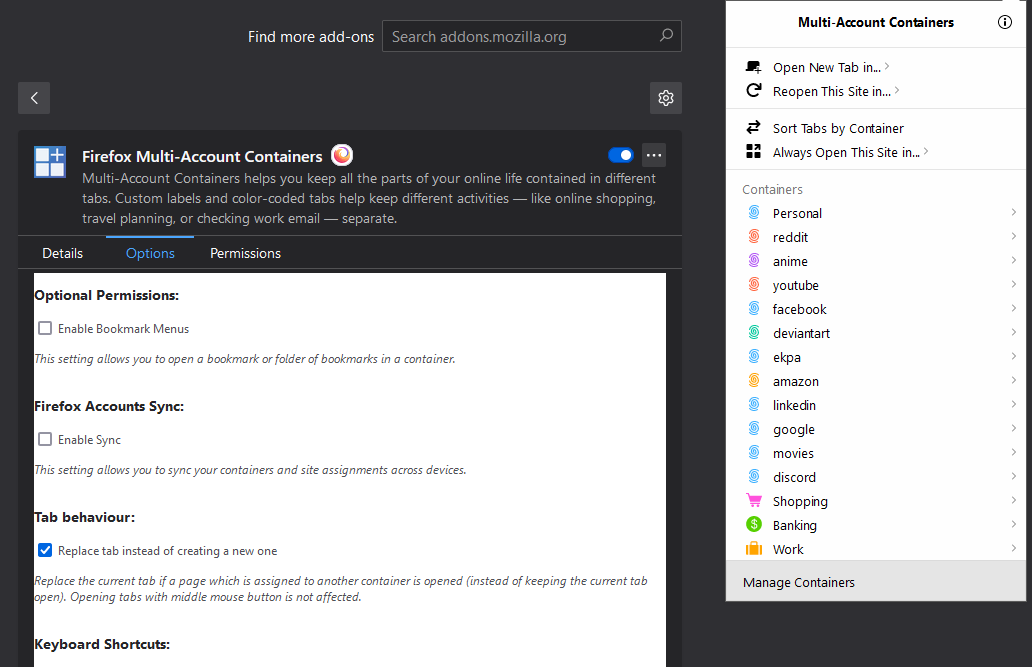 Need some help to enable containers extention dark mode via css cause it's burning my eyes thnx ...