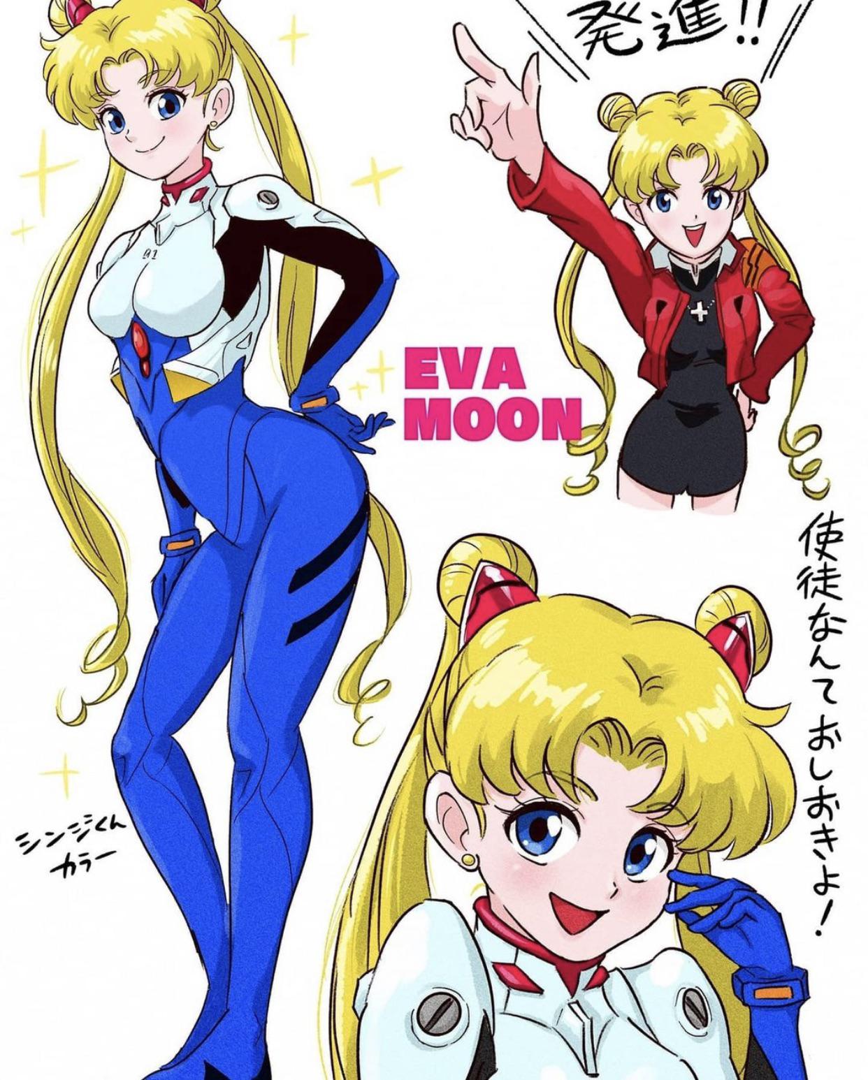 Neon Genesis Evangelion x Sailor Moon fan art by Tsune Moku | Scrolller