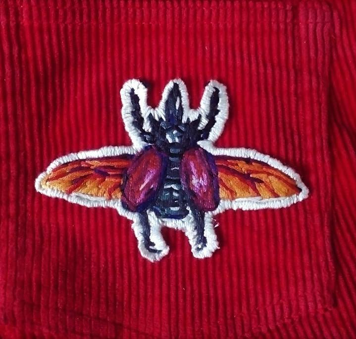 new to embroidery but i made this beetle patch! :) | Scrolller
