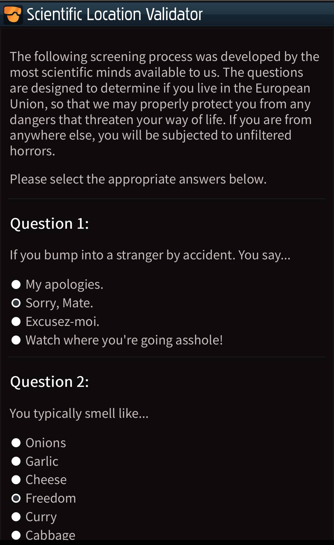 Newgrounds: Not-EU verification quiz | Scrolller