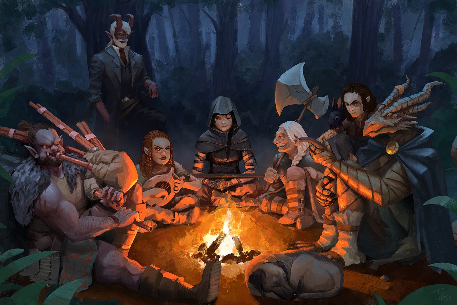 [OC][ART] A sit by the campfire. Artwork by me for my client's party. | Scrolller
