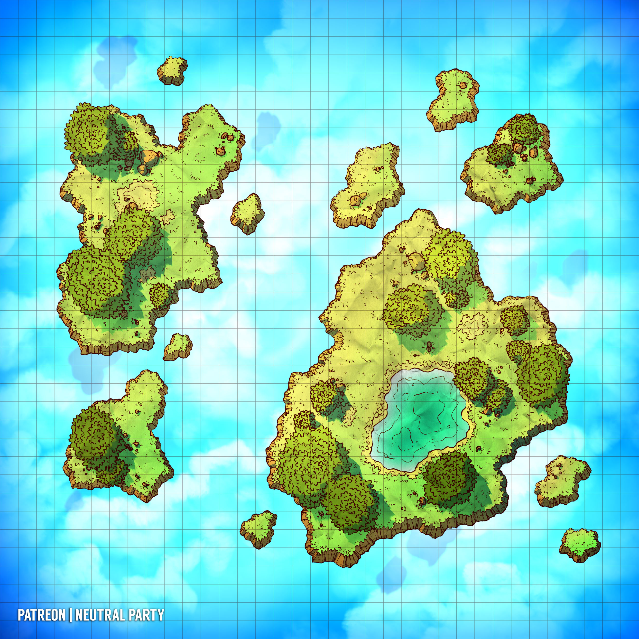 [OC][Art] Floating Oasis Battlemap | Scrolller