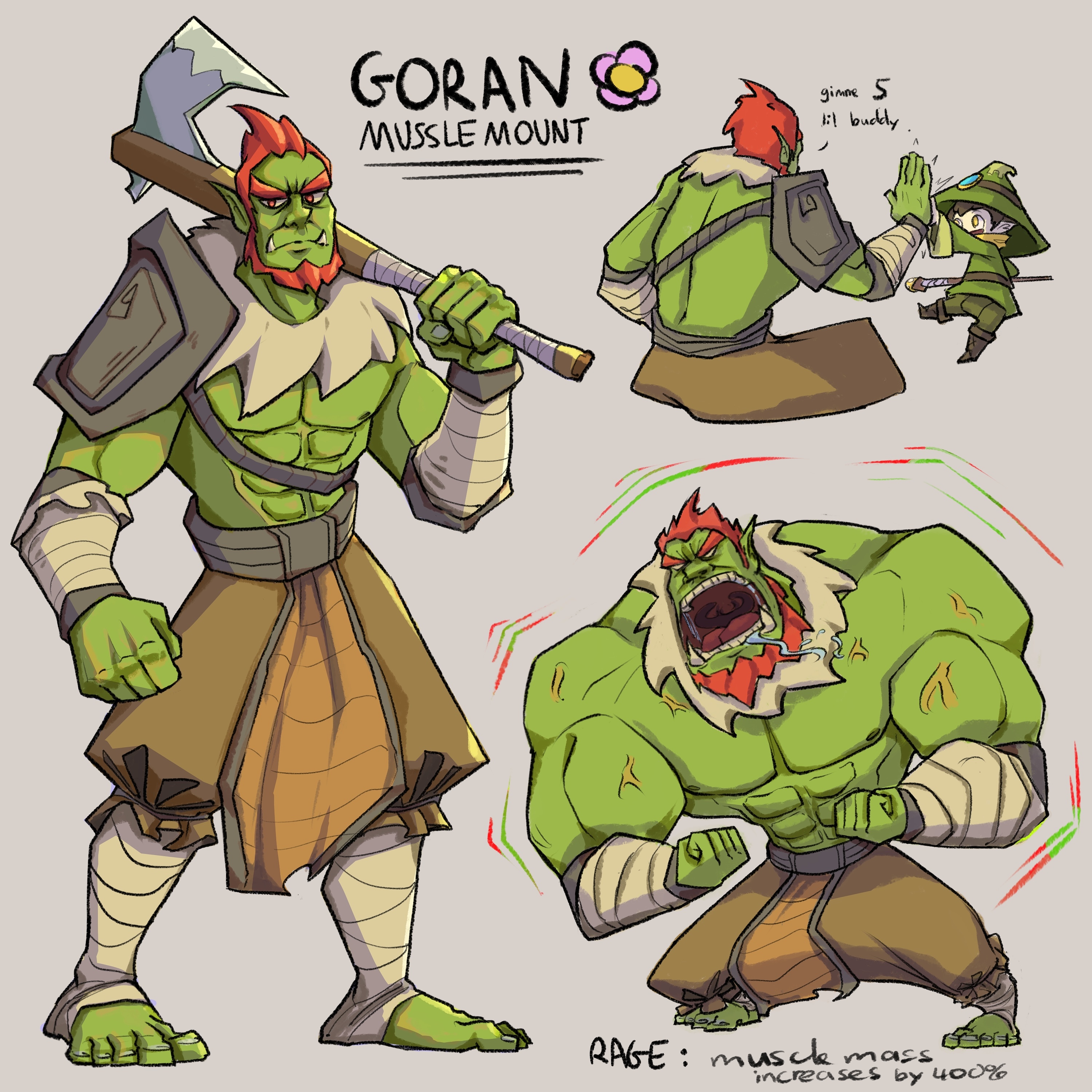 [OC] [Art] Goran, your typical half-orc barbarian, He likes flowers and knitting. | Scrolller