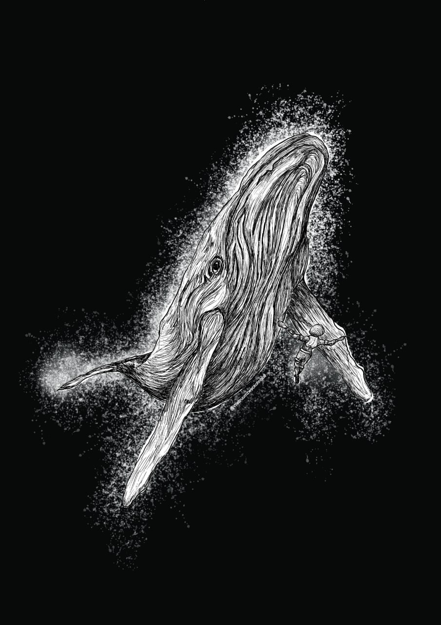 [OC] Encounter with a flying Whale. Digital (2021). Inspired by the album "from Mars to Sirius ...