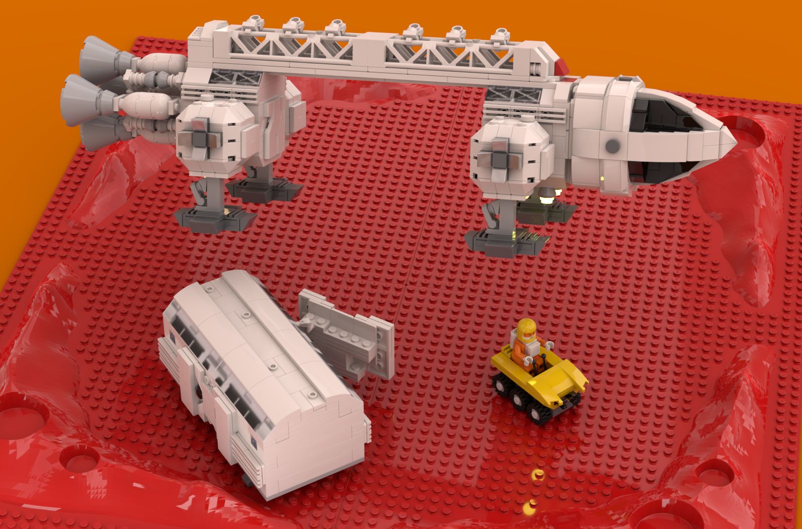 [OC] My LEGO Ideas Space: 1999 Eagle Transporter drops its pod and heads out - rendered in ...