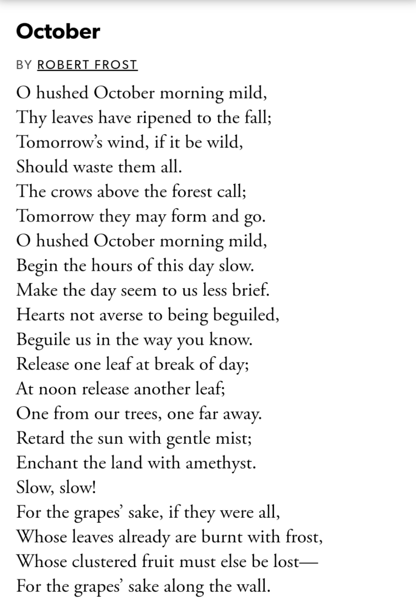 "October" by Robert Frost | Scrolller