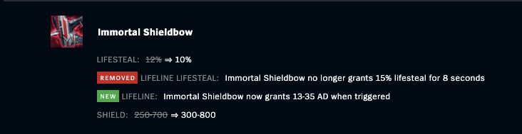 Official immortal shieldbow changes | Scrolller
