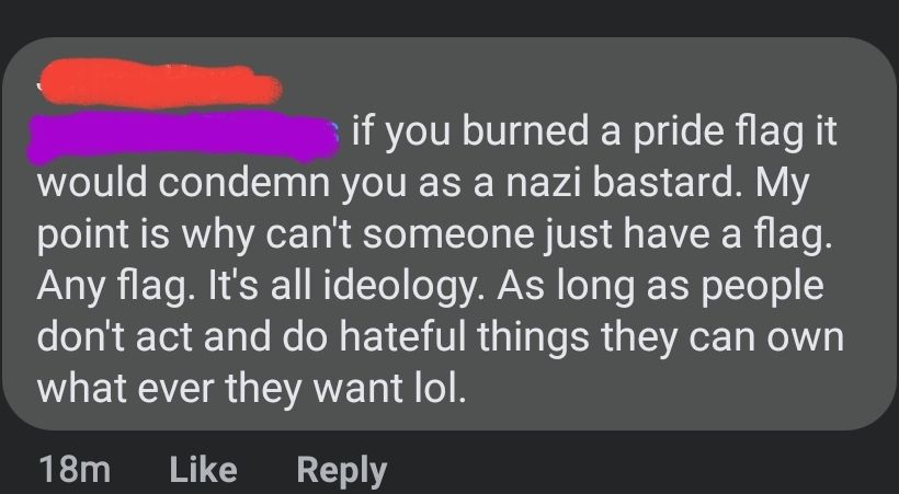 On a post depicting people buring the confederate flag. | Scrolller