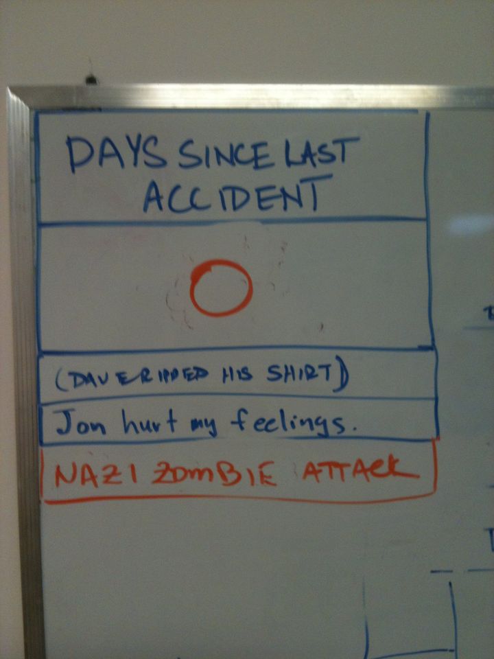 One of these things is not like the others. Whiteboard from a previous job. | Scrolller