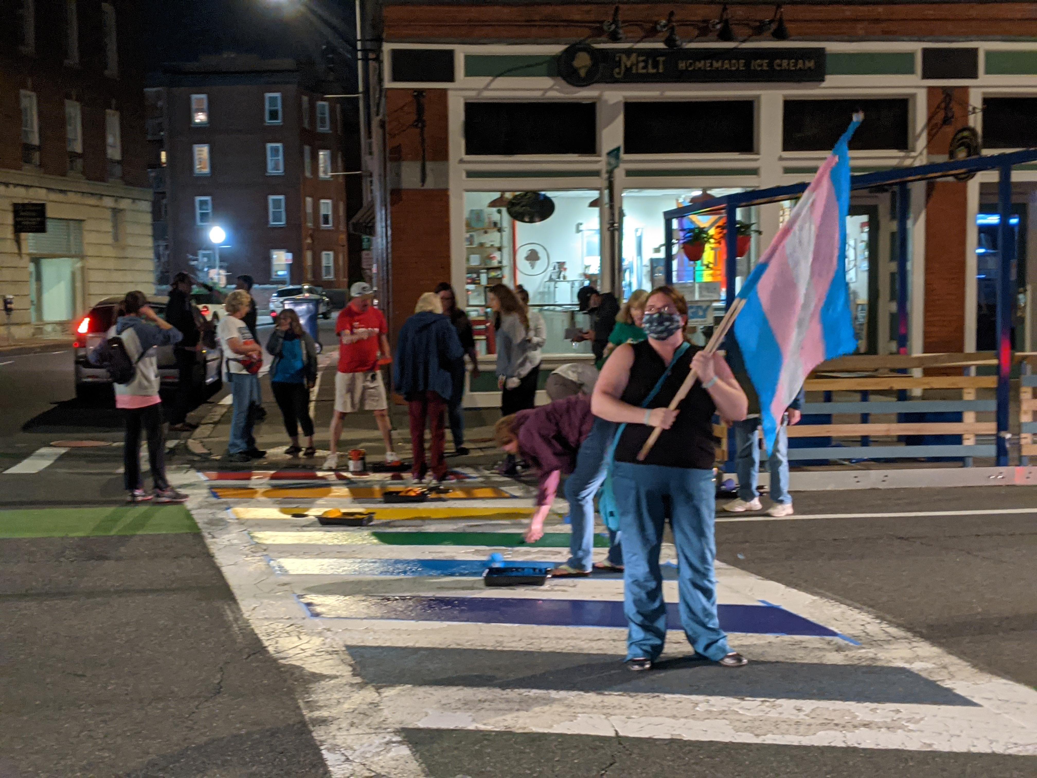 Painting the Washington St. crosswalk for Pride 🏳️‍🌈 | Scrolller