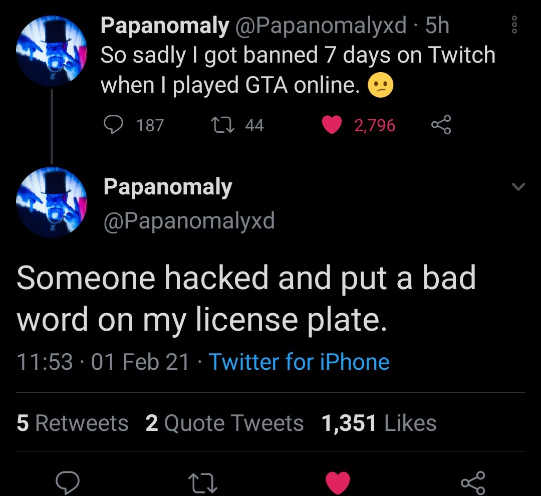 Papanomaly banned from twitch because a cheater put a bad word on his ... Papanomaly banned from twitch because a cheater put a bad word on his ...