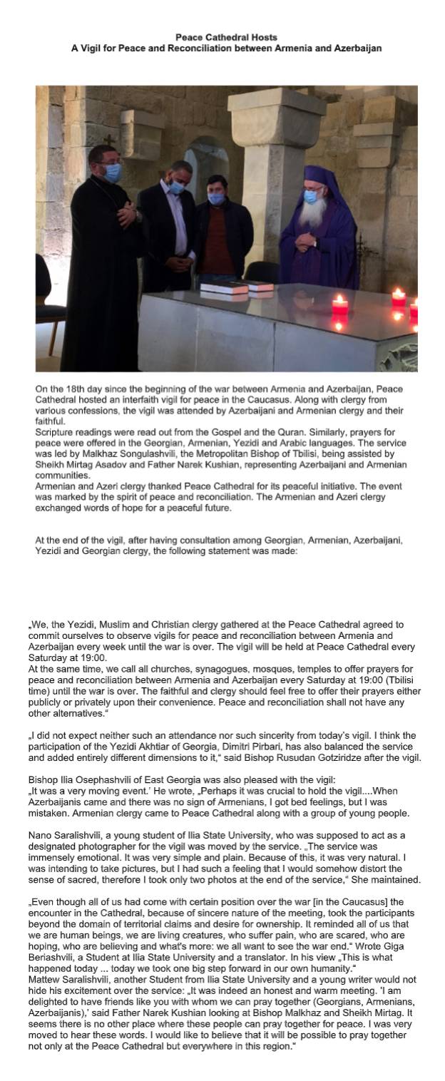 peace vigil in Tbilisi, with Georgian, Armenian, Muslim and Yezidi spiritual leaders | Scrolller