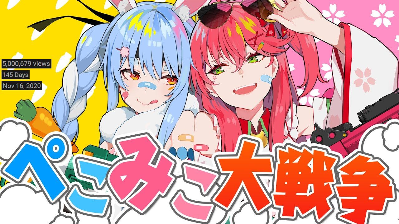 PekoMiko Great War - Usada Pekora / Sakura Miko has reached 5 Million Views! | Scrolller