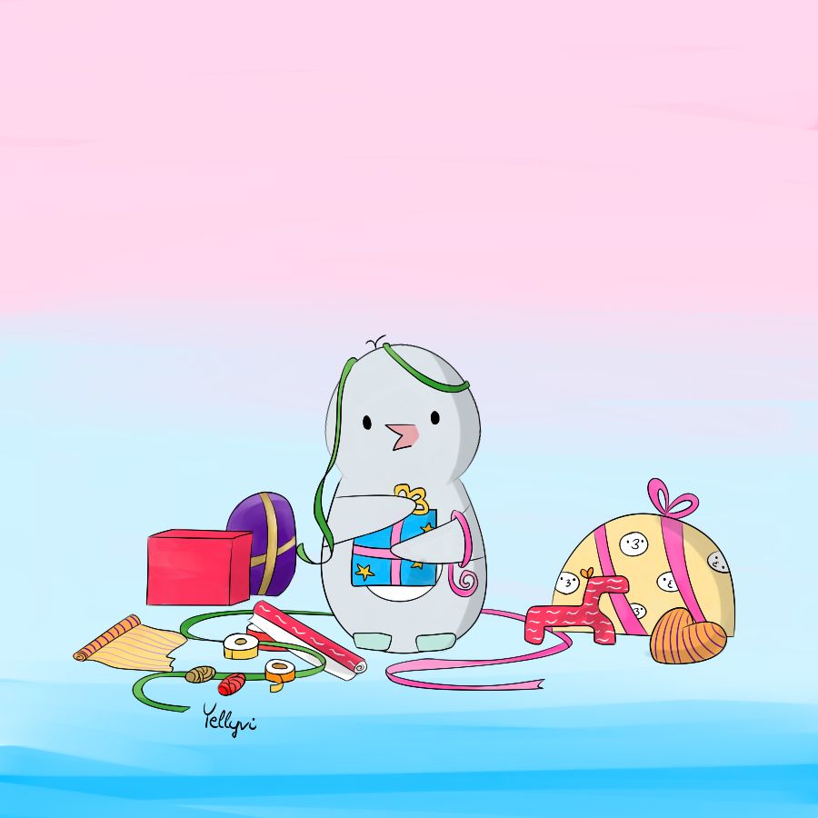 Pengu wrapping presents | Scrolller