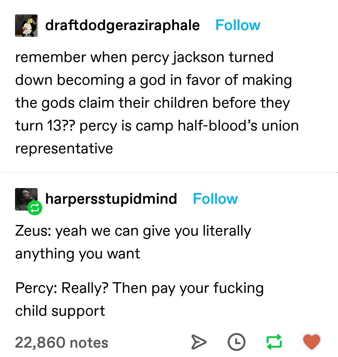 Percy Jackson supports unionization | Scrolller