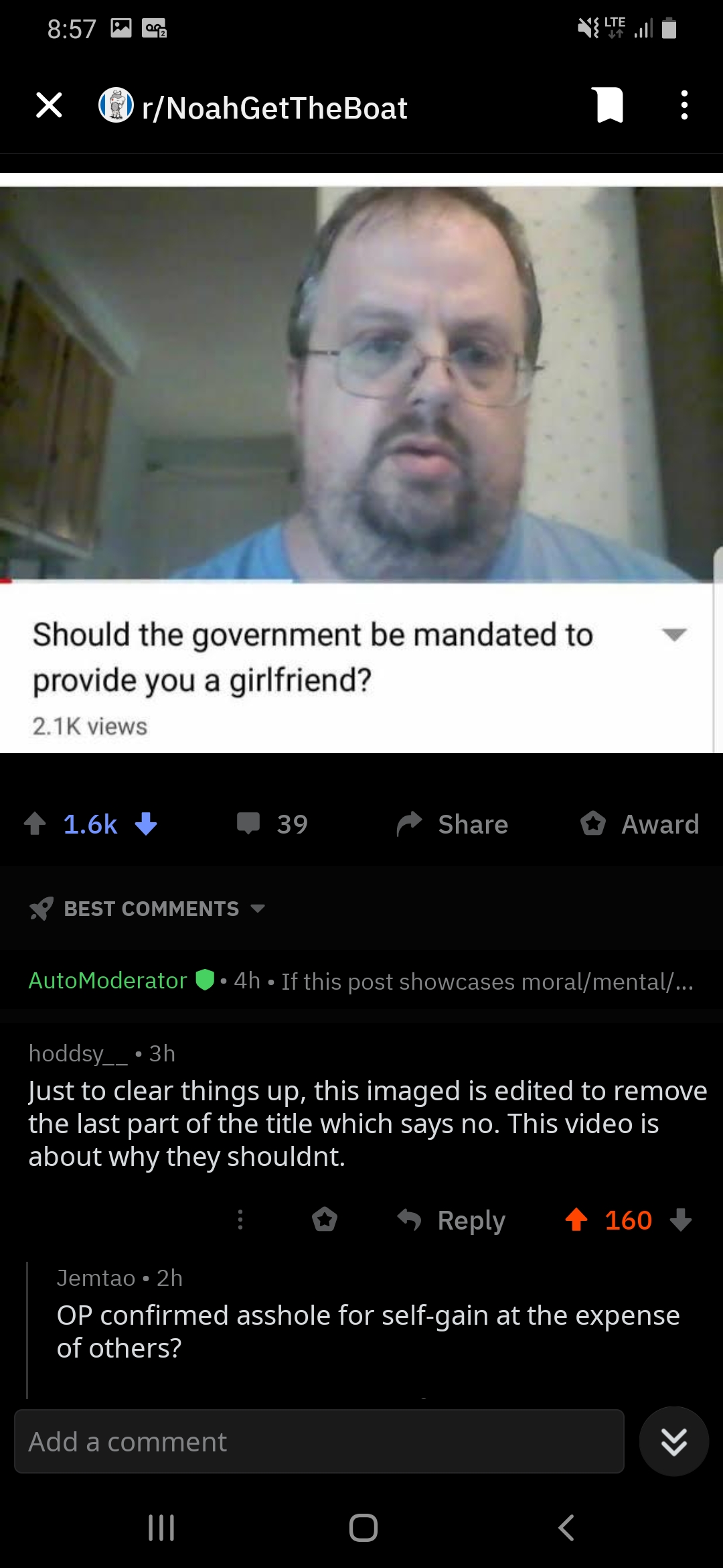 Perfect example of karmawhoring in r/noahgettheboat | Scrolller