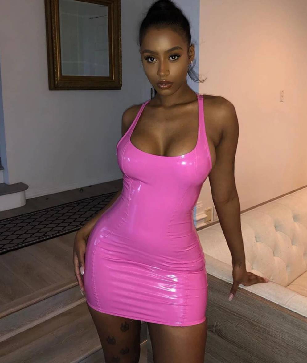 Pink PVC Dress | Scrolller