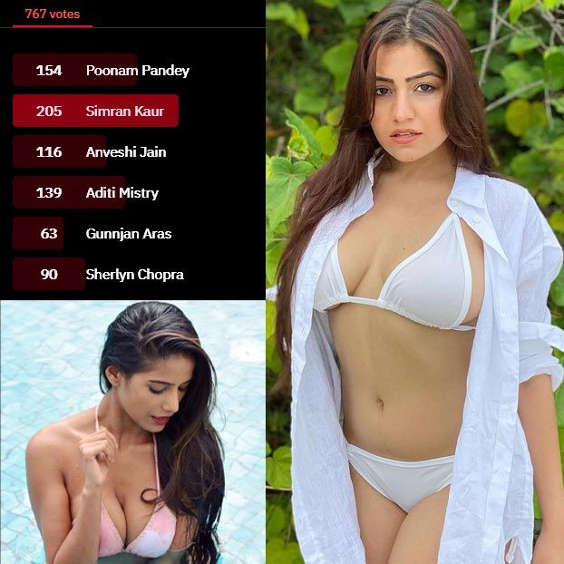POLL RESULT - Simran Kaur VS Poonam Pandey VS Aditi Mistry VS Anveshi Jain VS Sherlyn Chopra ...