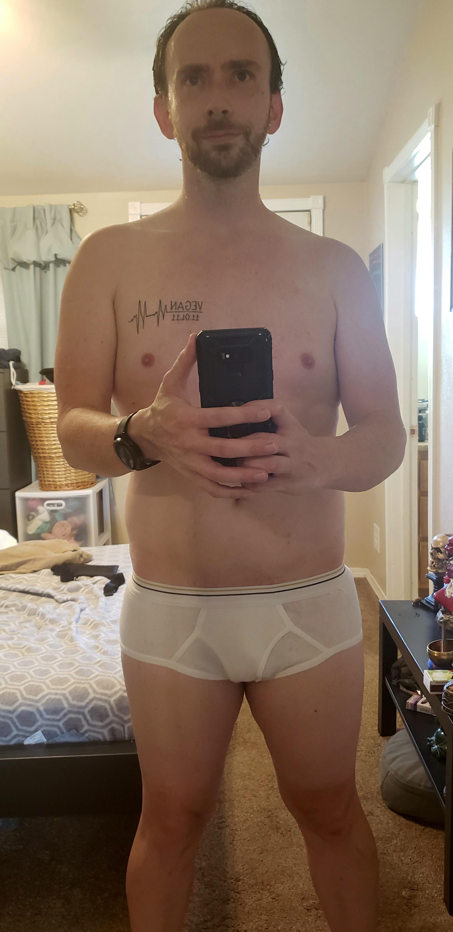 Post run / post shower selfie in Stafford low-rise tighty whities | Scrolller
