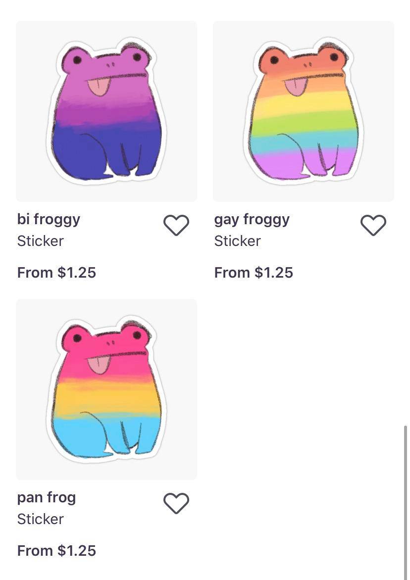 pride frogs! there’s more of em in my shop :) | Scrolller