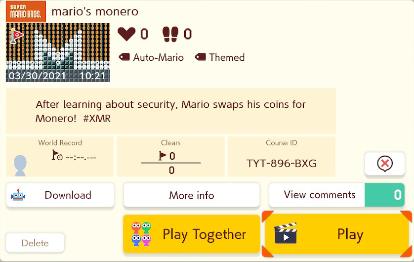 Promoting Monero In Mario Maker 2 | Scrolller