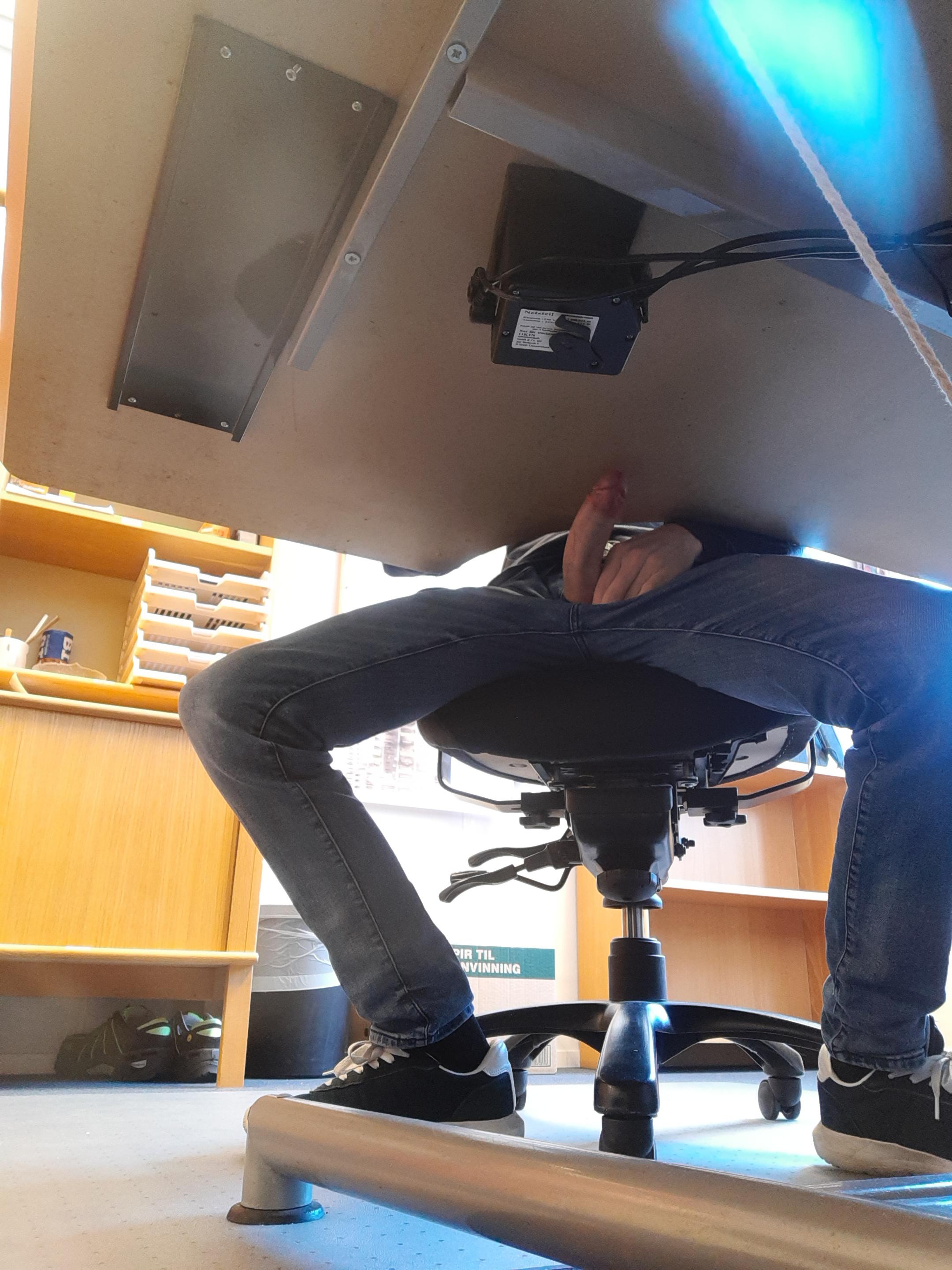 Public! Wanna go under my desk? 😏 | Scrolller