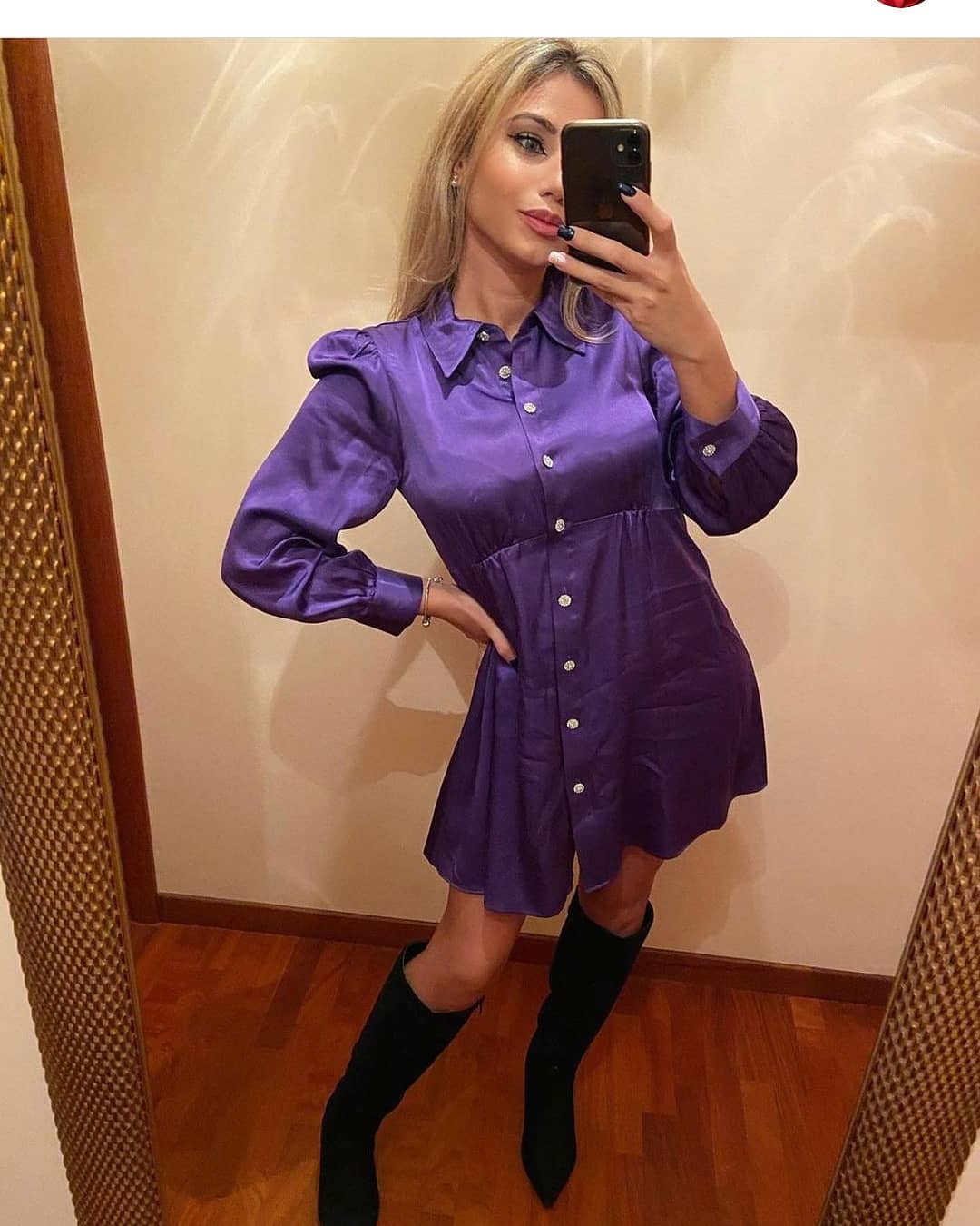 Purple Satin Blouse Dress | Scrolller