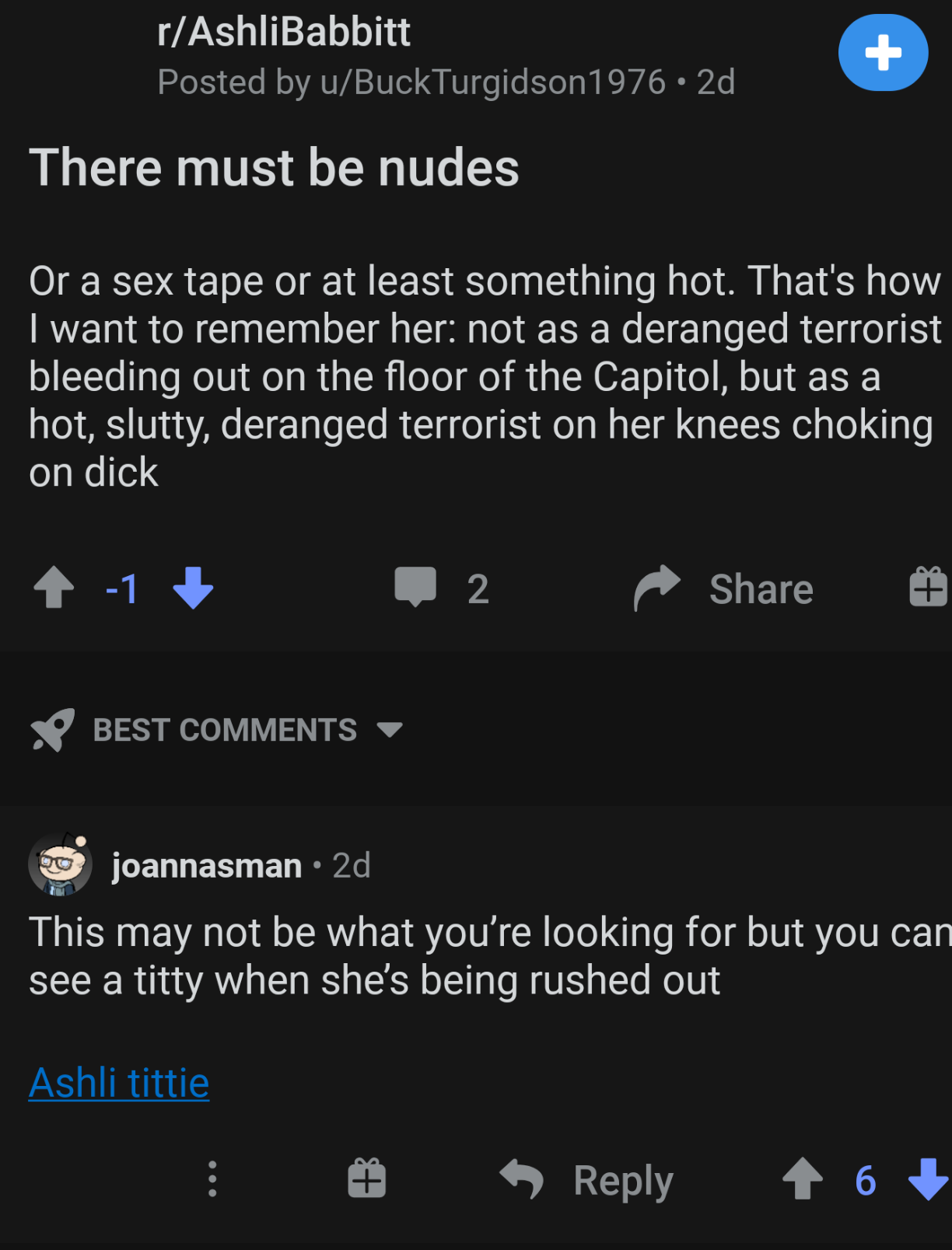 r/ashliBabbitt posting necro-revenge porn of the dead woman. | Scrolller