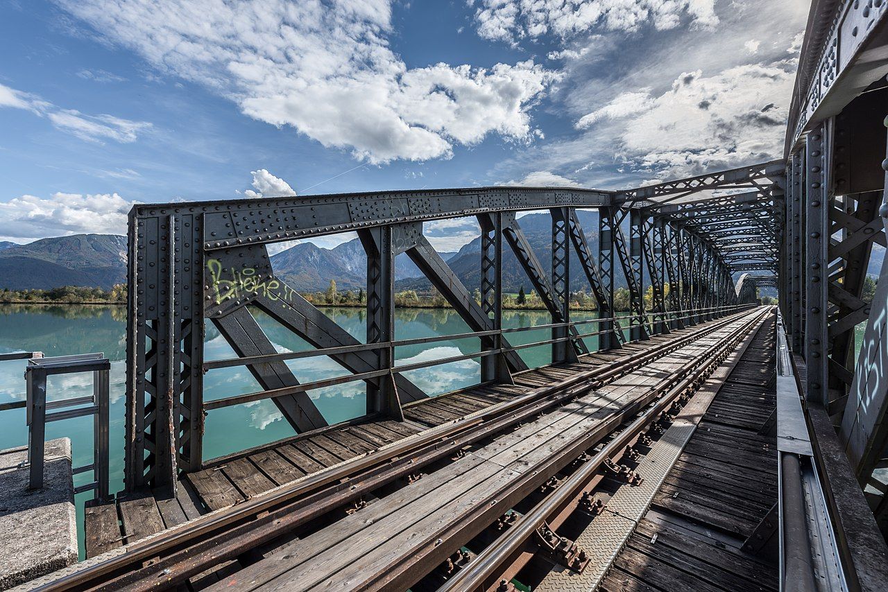 Railroad bridge over river Drava in Carinthia, Austria | Scrolller
