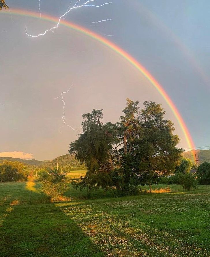 Rainbow and lightning... | Scrolller
