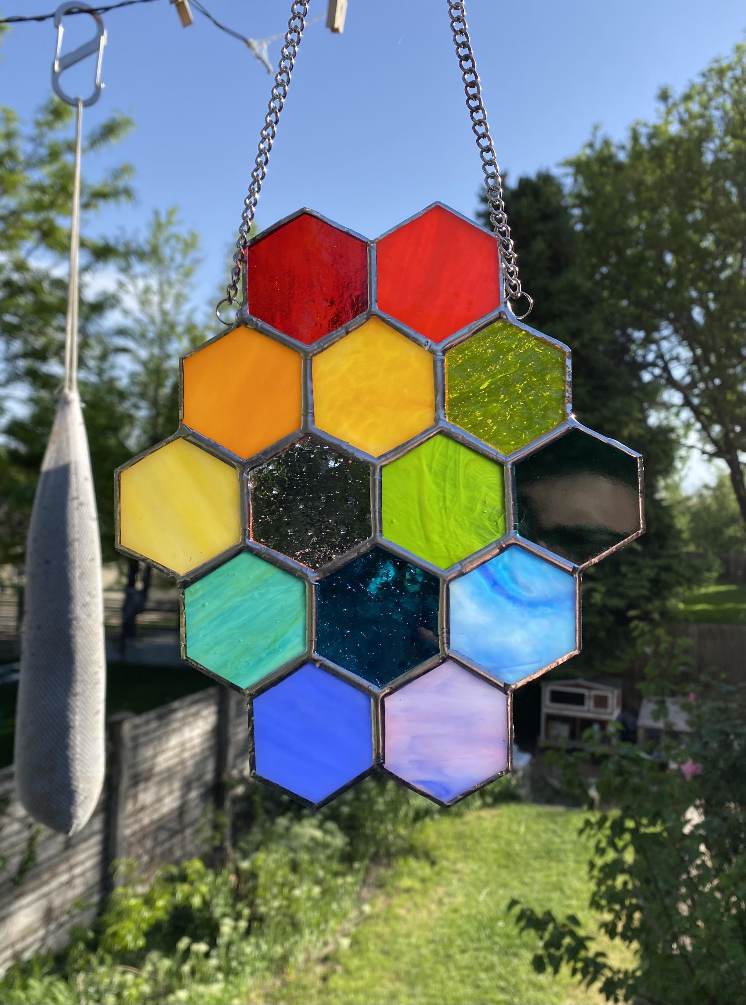 Rainbow Stained Glass Honeycomb | Scrolller
