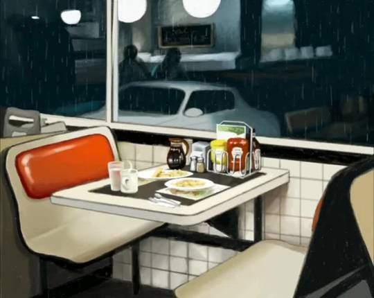 Rainy Diner - added some simple animation to one of my illustrations | Scrolller